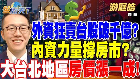 【精華】外資狂賣台股破千億？內資力量撐房市？大台北地區房價漲一成！明星學區房價超貴氣！ 游庭皓tvbsmoney 20240418