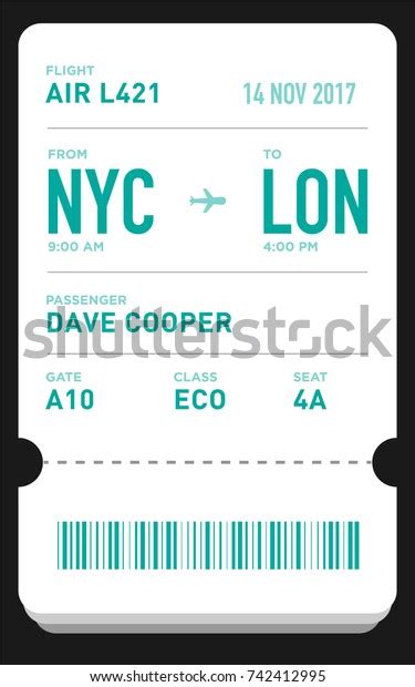 Eticket Boarding Pass Card Template Bar Stock Vector Royalty Free