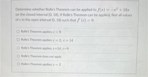 Solved Determine whether Rolle's Theorem can be applied to | Chegg.com