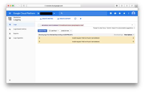 Firebase Functionslog Open Opens Wrong Url Invalid Request Field