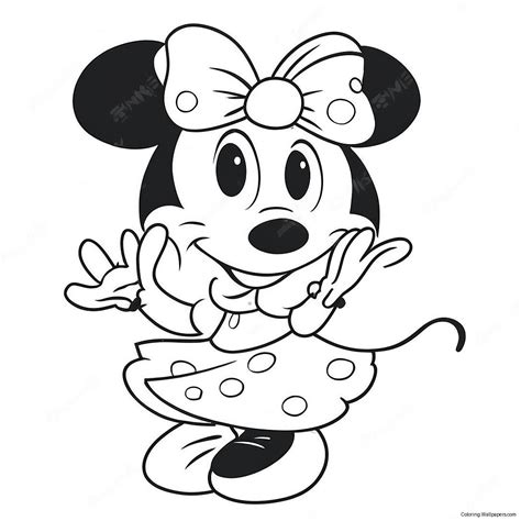 Minnie Mouse With Colorful Bow Coloring Page 71395 56523