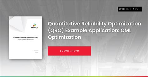 Quantitative Reliability Optimization Qro Example Application Cml