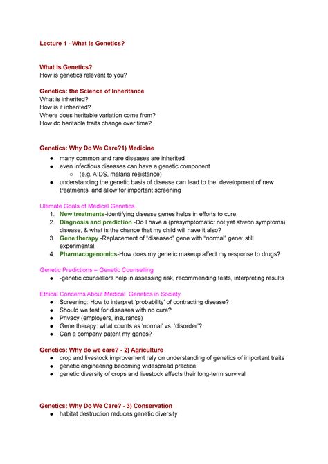 Hmb265 Lecture Notes Lecture 1 What Is Genetics Lecture 1 What Is Genetics What Is