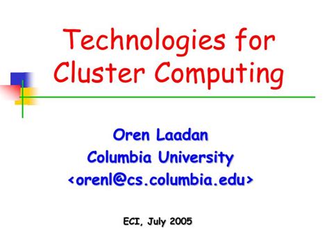 PPT Technologies For Cluster Computing PowerPoint Presentation Free Download ID 3532747