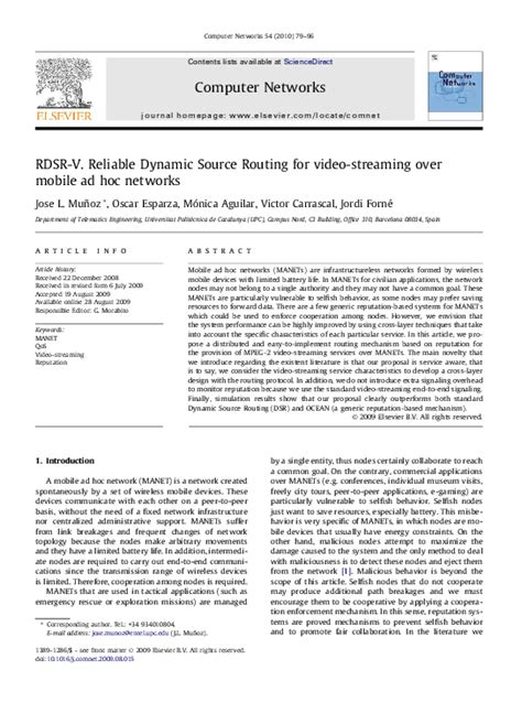 Pdf Rdsr V Reliable Dynamic Source Routing For Video Streaming Over