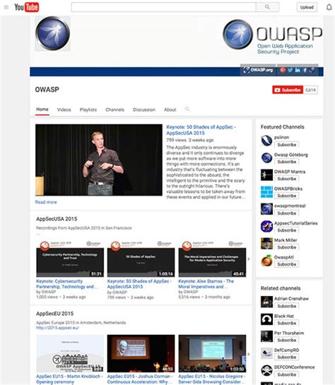 Open Web Application Security Project OWASP YouTube Channel National CyberWatch Center