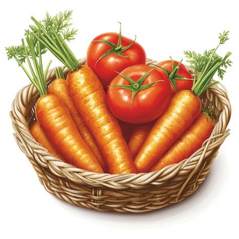 Premium Vector Vector Wicker Basket Of Fresh Vegetables