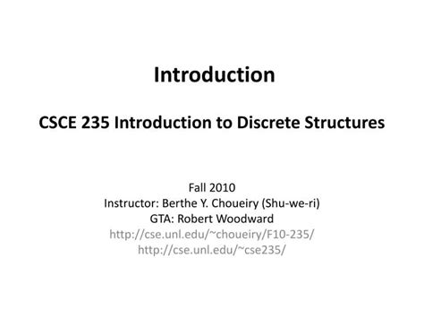 Ppt Introduction Csce 235 Introduction To Discrete Structures Powerpoint Presentation Id6834868