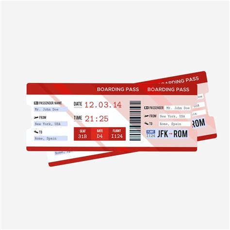 Conception de billet d avion réaliste avec le nom du passager isolé sur