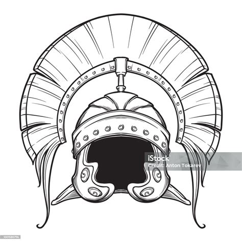 Galea입니다 센츄리 Tipically 착용 크레스트와 로마 제국 헬멧 전면 보기 문장 요소입니다 흰색 배경에 고립 된 Nd