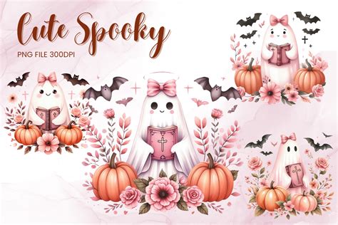 Cute Ghost Halloween Pumpkin Clipart Graphic By Sistadesign29