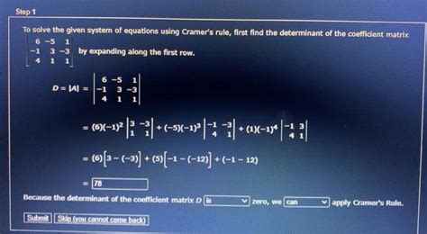 solved step 1 to solve the given systern of equations using