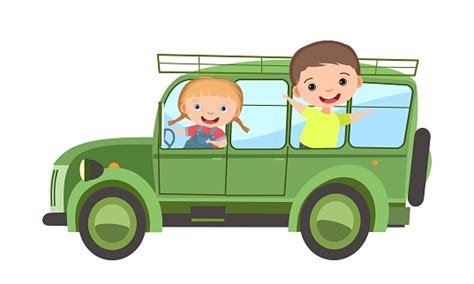 관광 오프로드 자동차 아이들은 녹색 자동차를 타고 장난감 차량 모터와 사파리 좋은 승객 자동차 오프로드 흰색 배경에 격리 벡터 교통에 대한 스톡 벡터 아트 및 기타 이미지