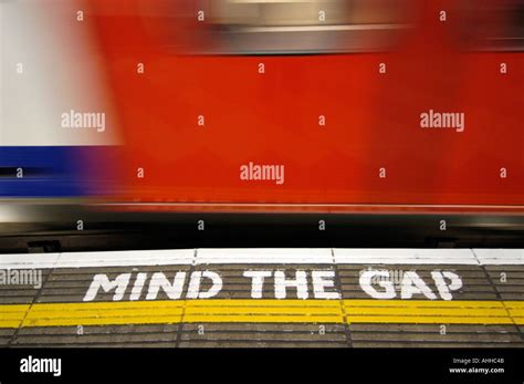 Mind The Gap Warning At Station On The London Underground England Uk