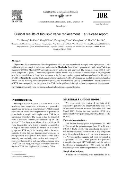 Pdf Clinical Results Of Tricuspid Valve Replacement A 21 Case Report
