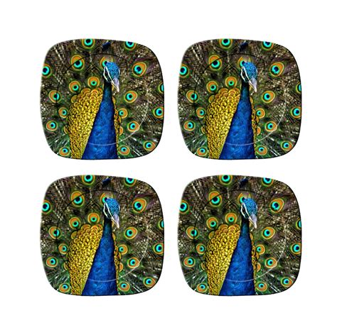 Peacock Feather Coasters Recessed Tactile Basket Texture Etsy