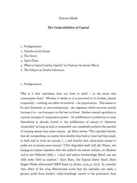 The Undecidability Of Capital Pdf Karl Marx Martin Heidegger