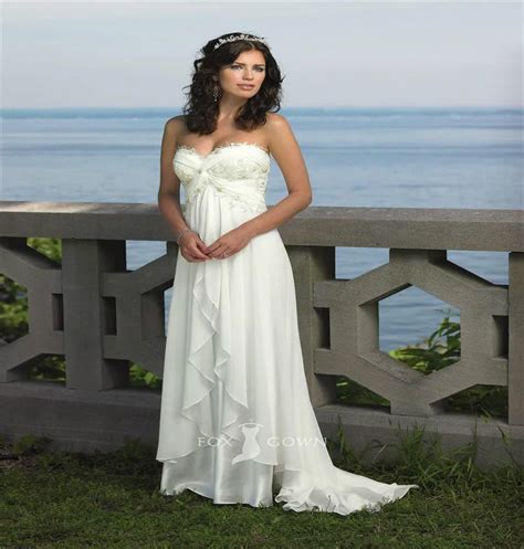 Strapless Chiffon Sweetheart Beach Wedding Dress With Empire Waistline