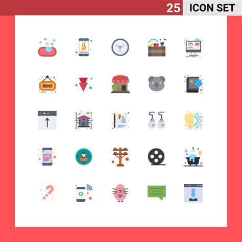 Editable Vector Line Pack Of 25 Simple Flat Colors Of Media Tutorials