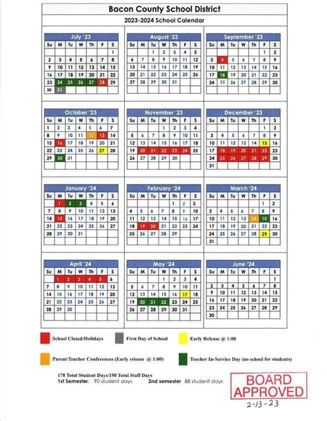 Bacon County School District Calendar 2024