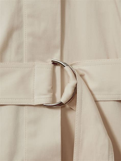Reiss Cotton Blend Utility Belted Midi Dress In Stone Reiss