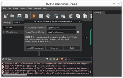 Error When Creating Graph Composer Extension For Splitmuxsink