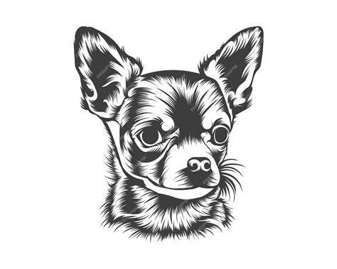 Chihuahua Hond Terug En Wit Vector Silhouet Hond Gezicht Illustratie
