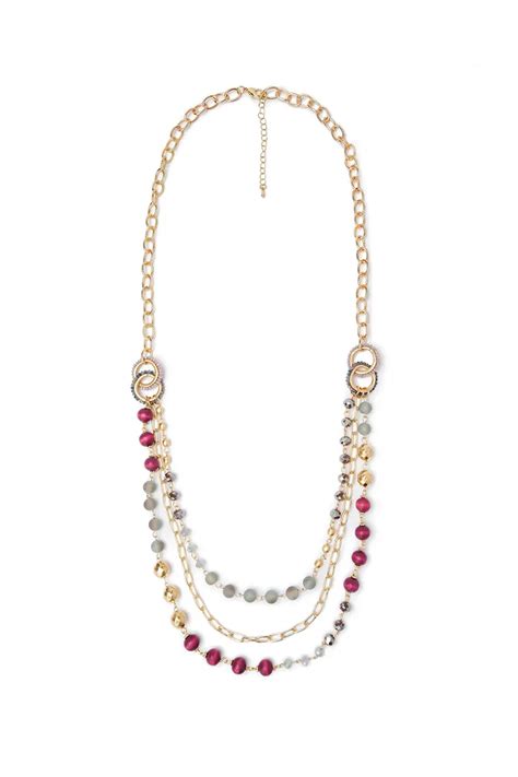 Mya Accessories Collana Lunga Multilinee Con Pietre