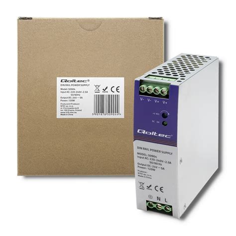 Индустриален захранващ блок за DIN шина Qoltec 120W 24V 5A eMAG bg
