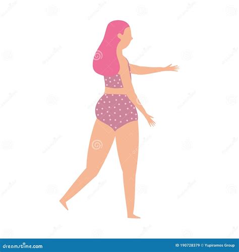 Woman In Swimsuit Character Cartoon Isolated Design Icon Stock Vector