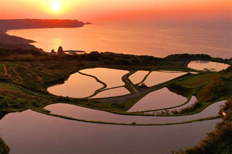 東後畑棚田の夕日山口県長門市油谷 望む日本海移ろう表情やまぐち百景動画写真 中国新聞デジタル