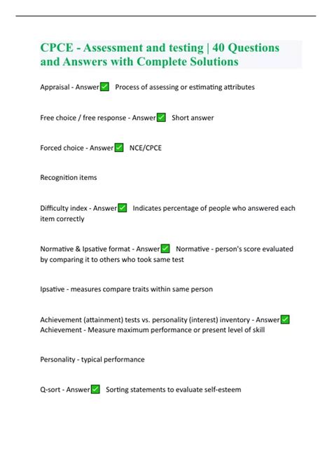 Cpce Assessment And Testing 40 Questions And Answers With Complete Solutions Cpce Stuvia Us