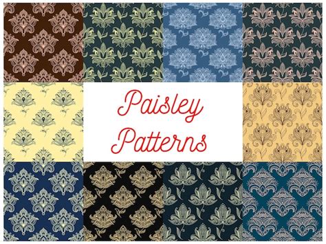 Premium Vector Paisley Floral Seamless Patterns Set