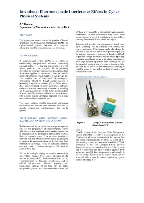 Pdf Intentional Electromagnetic Interference Effects In Cyber