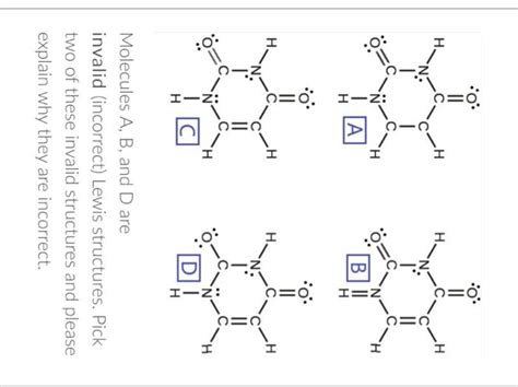 solved molecules a b and d are invalid incorrect lewis