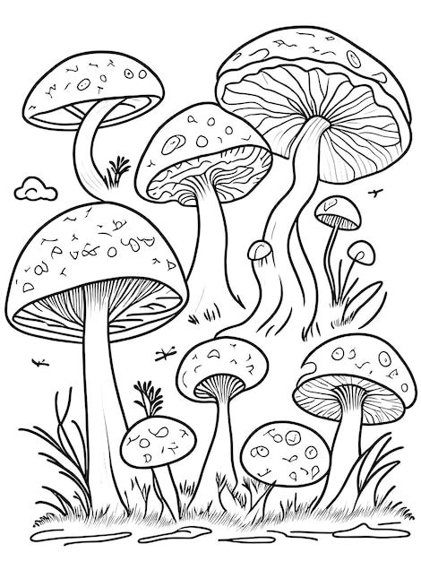 Página Para Colorear Hongos Para Niños Foto Premium