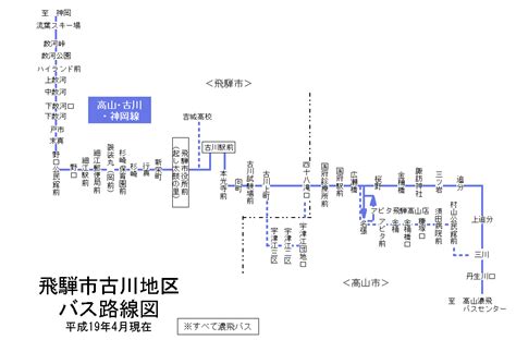 飛騨市古川地区 バス路線図平成22年12月31日現在