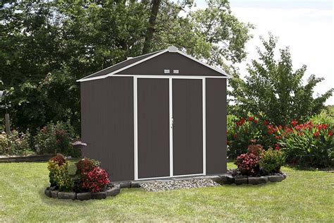 Arrow Ezee Shed Steel Storage Shed 8ft X 7ft High Gable Charcoal W