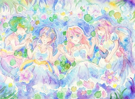 Safebooru 4girls Ahoge Bangs Blue Eyes Blue Hair Blush Bracelet
