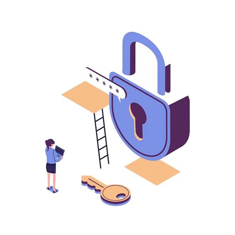 Premium Vector Closed Lock With Key Concept Of Data Protection Flat Vector Isometric Illustration