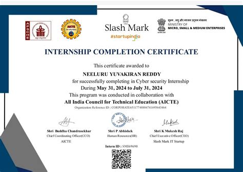 Neeluru Yuvakiran Reddy On Linkedin Internship Completion