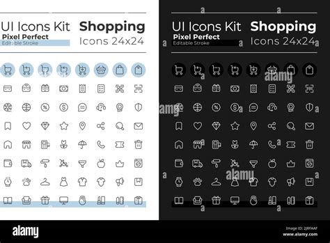 Shopping Pixel Perfect Linear Ui Icons Set For Dark Light Mode Stock Vector Image And Art Alamy