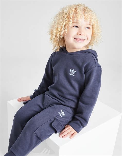 Blue Adidas Originals Trefoil Essentials Cargo Hoodie Tracksuit Infant