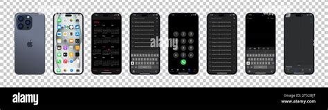 Black Iphone 15 Pro Interfaces Apple Mockup Front Back Side Of The