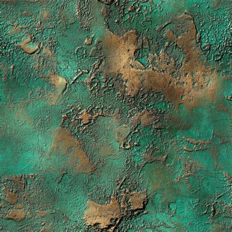 Seamless Texture Of Oxidized Bronze Rich Green And Brown Patina With