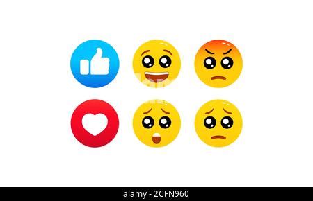 Emoji Social Network Reactions Icon Vector Illustration Stock Vector