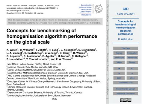 Pdf Concepts For Benchmarking Of Homogenisation Algorithm Performance On The Global Scale