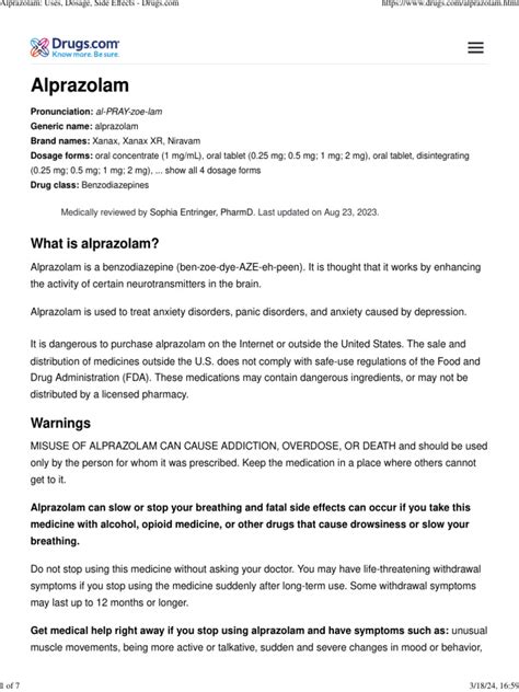 Alprazolam Uses Dosage Side Effects Pdf Dose Biochemistry