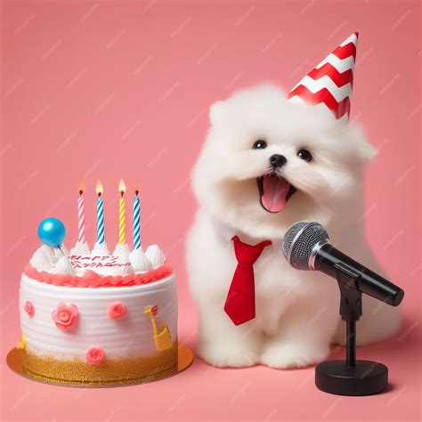 Premium Photo Cute Dog Singing Happy Birthday And Wishing In A Party