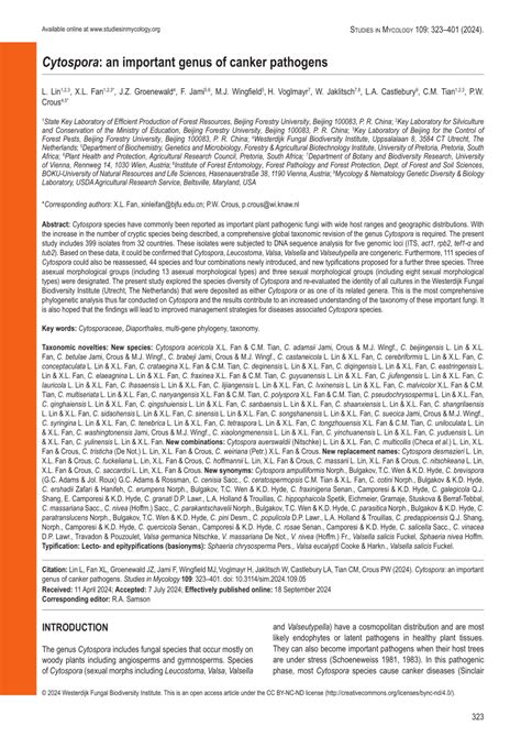 Pdf Cytospora An Important Genus Of Canker Pathogens